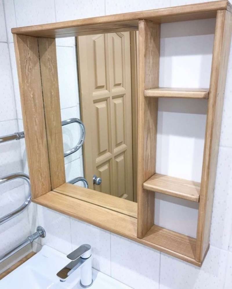 Jual Rak Cermin Kamar Mandi Kaca Cabinet Kayu Jati Solid Di Seller ...