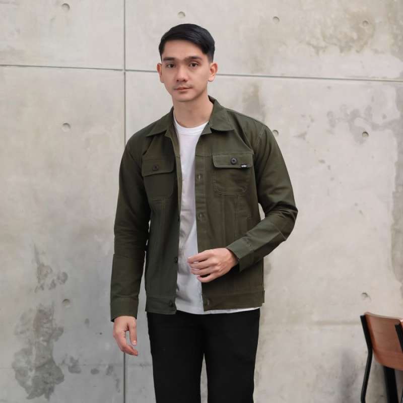 Promo Jaket Pria Canvas Kemaja Original Wolv Jacket - Cream, M Diskon ...