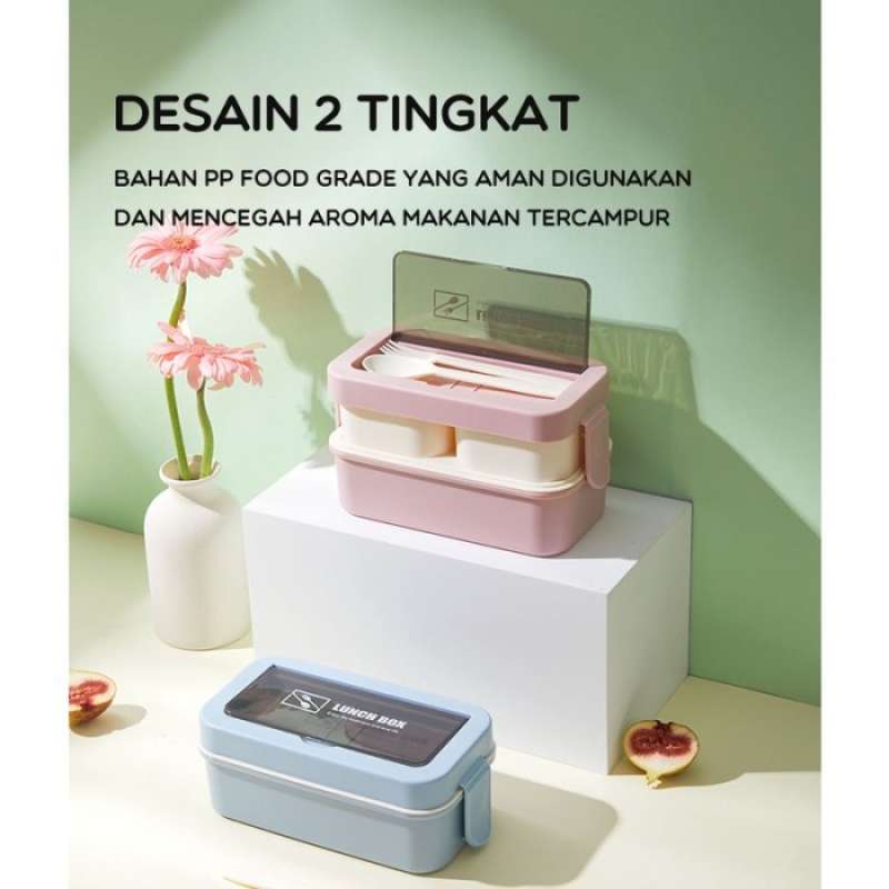 Promo Lunch Box Kotak Bekal Bento Set 2 Layer Tempat Makan Bonbox Btw70 ...