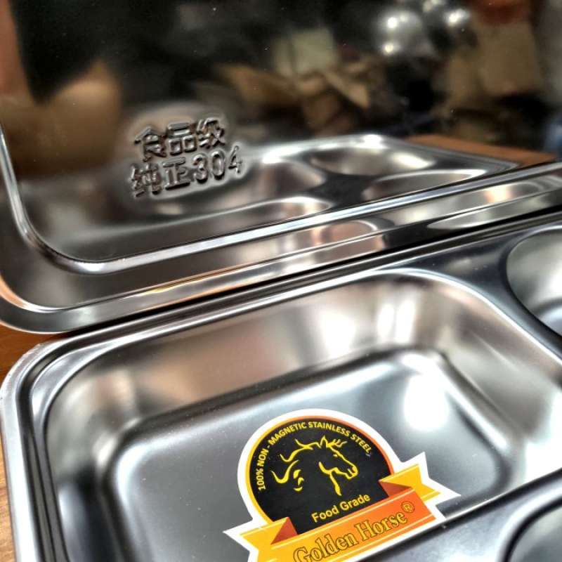 Promo Sus 304 Food Tray / Plato / Mess Tray / Tempat Makan + Tutup ...