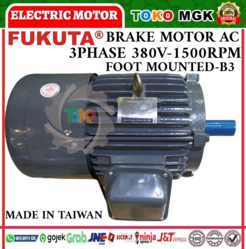 Promo Fukuta Brake Motor Ac 3kw 4hp 4pole 3phase B3 Foot Diskon 23% Di ...