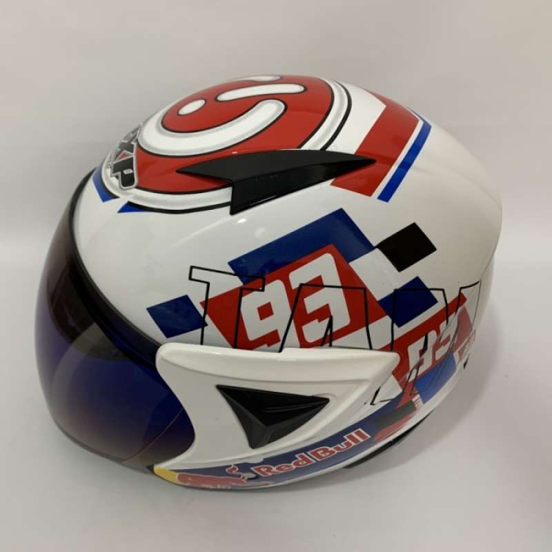 Promo Helm Jp 13 Redbull 93 (biru) Putih Glossy - Kaca Pelangi/iridium ...