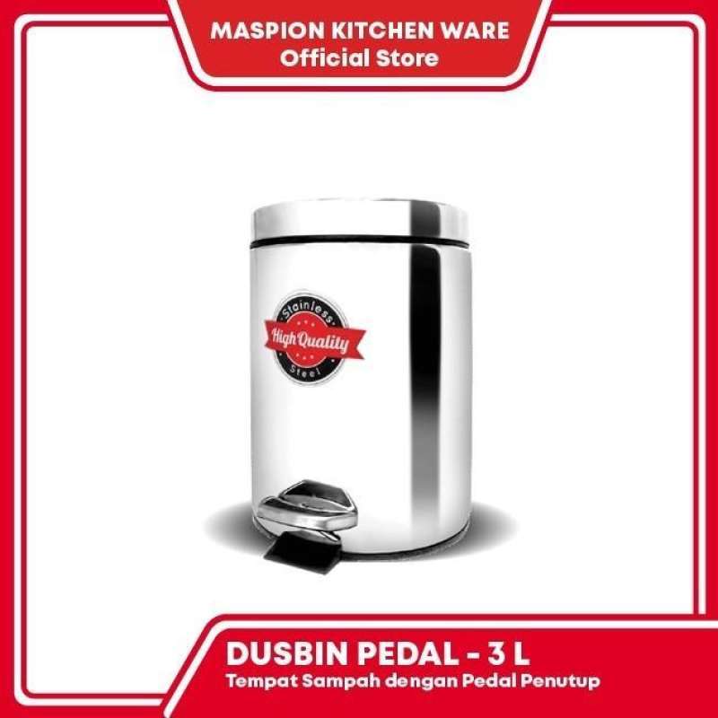 Jual Maspion D-27 Dustbin 3l Dust Bin Pedal Stainless Tempat Sampah 3 L ...