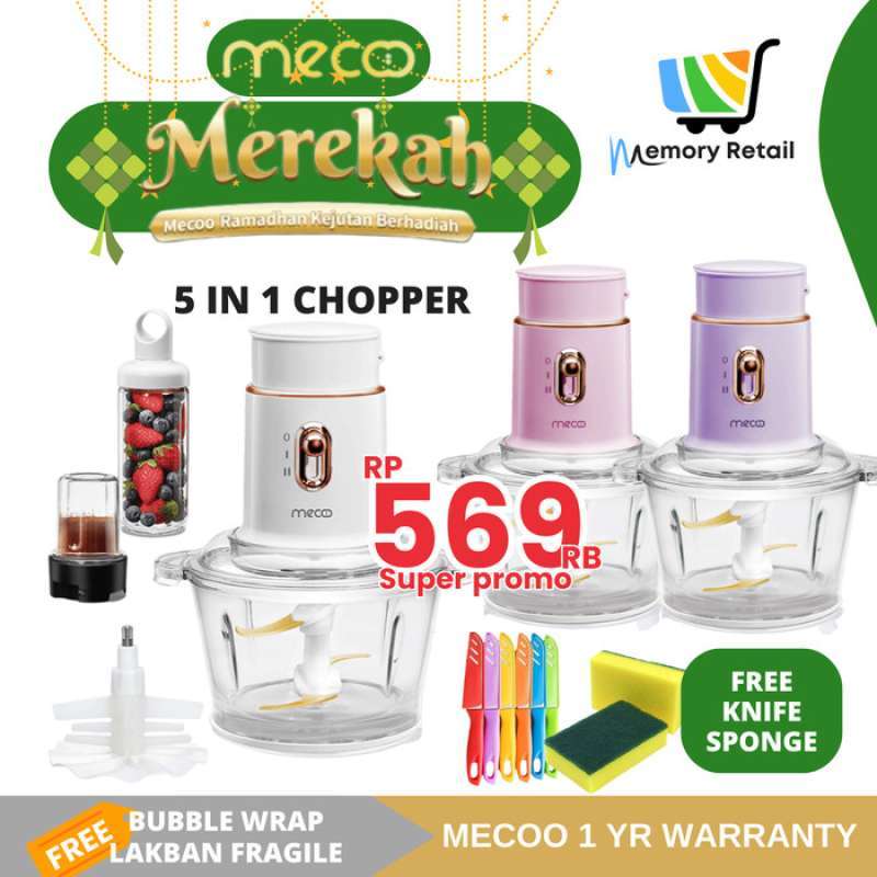 Promo Mecoo Aesthetic 5 In 1 Antibacterial Odorless Chopper Blender ...