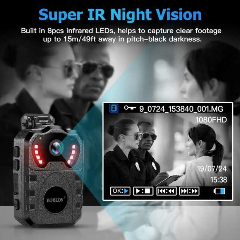Jual Boblov Wn10 Hd 1080p Body Cam Portable Ir Night Vision Police ...