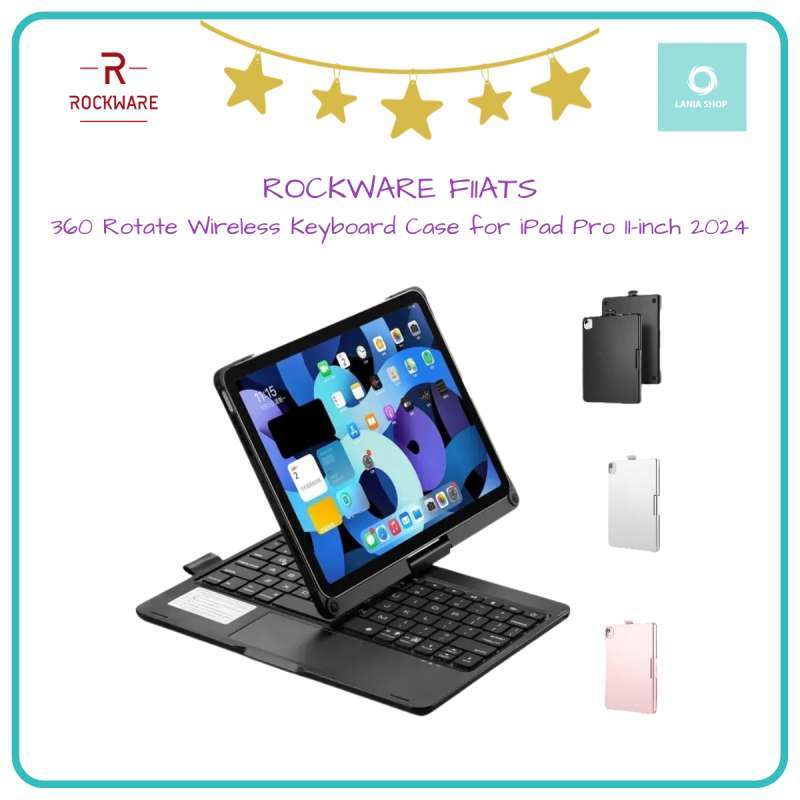 Jual Rockware F11ats - 360 Rotate Wireless Keyboard Case For iPad Pro ...