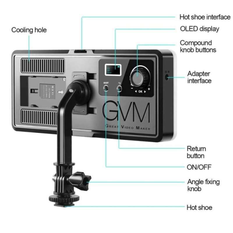 Promo Gvm Rgb20w High Power Rgb On-camera Led Video Light Plus Bi-color ...