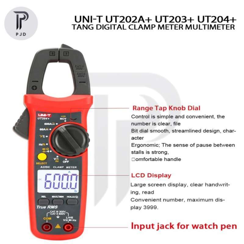 Promo Uni-t Ut202a+ Ut203+ Ut204+ Digital Clamp Meter Multimeter Tang ...