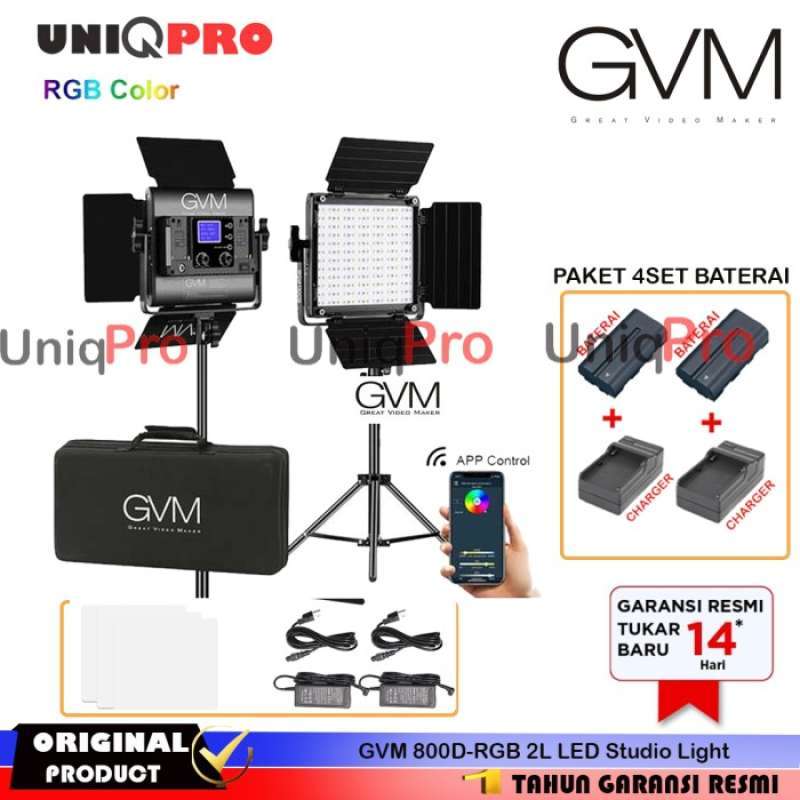 Promo Gvm 800d-rgb 2l Led Studio Light Smart Wifi (paket 2 Set ...