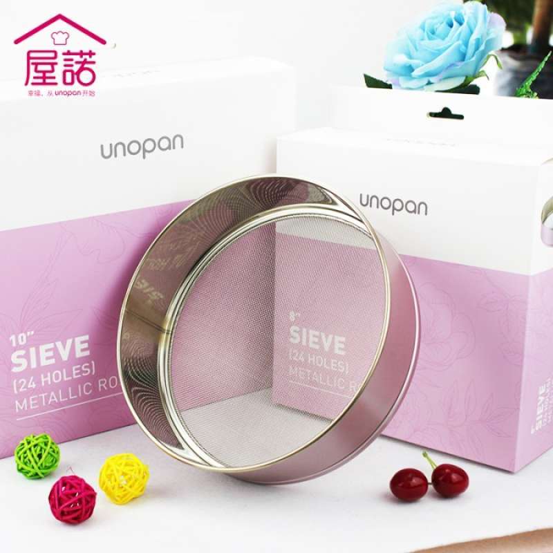 Promo Unopan Un32253 - 8inch Stainless Steel Sieve 24 Holes Metallic ...