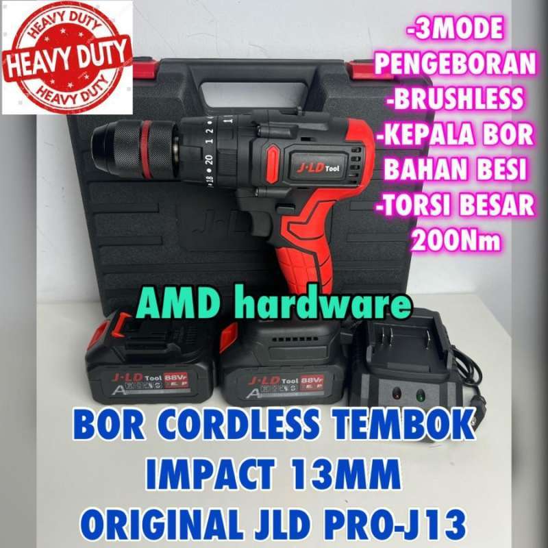 Jual Nagawa Ncb22k Cordless Bor Beton Impact 13mm Set Brushless Baterai ...