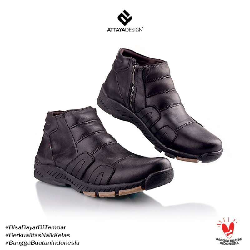 Jual Sepatu Boots Pria Kulit Asli Resleting Attaya Design Tanpa Tali ...