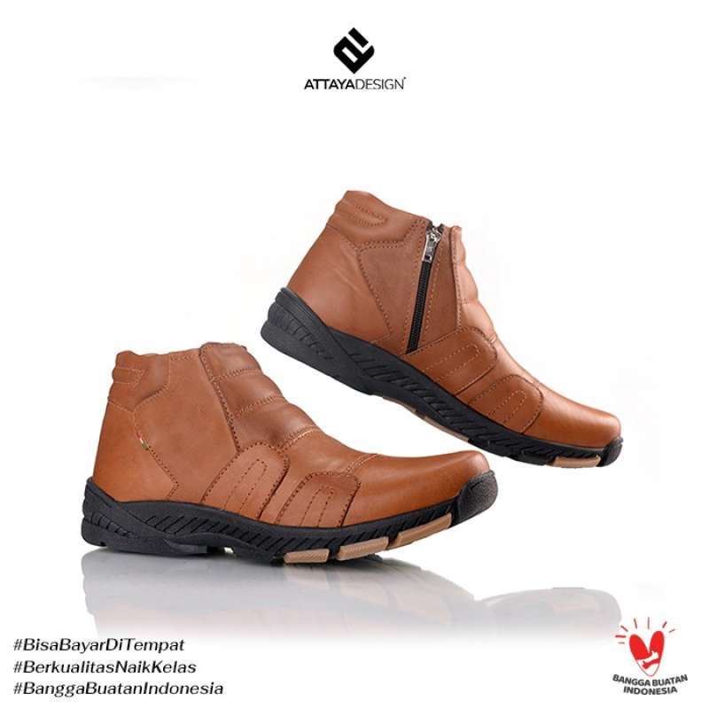 Jual Sepatu Boots Pria Kulit Asli Resleting Attaya Design Tanpa Tali ...
