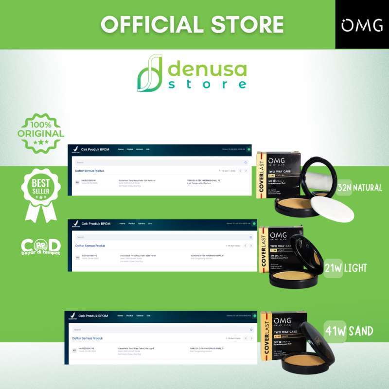 Jual Omg Oh My Glam Coverlast Two Way Cake Spf 20 Pa+++ 12 G Bedak ...