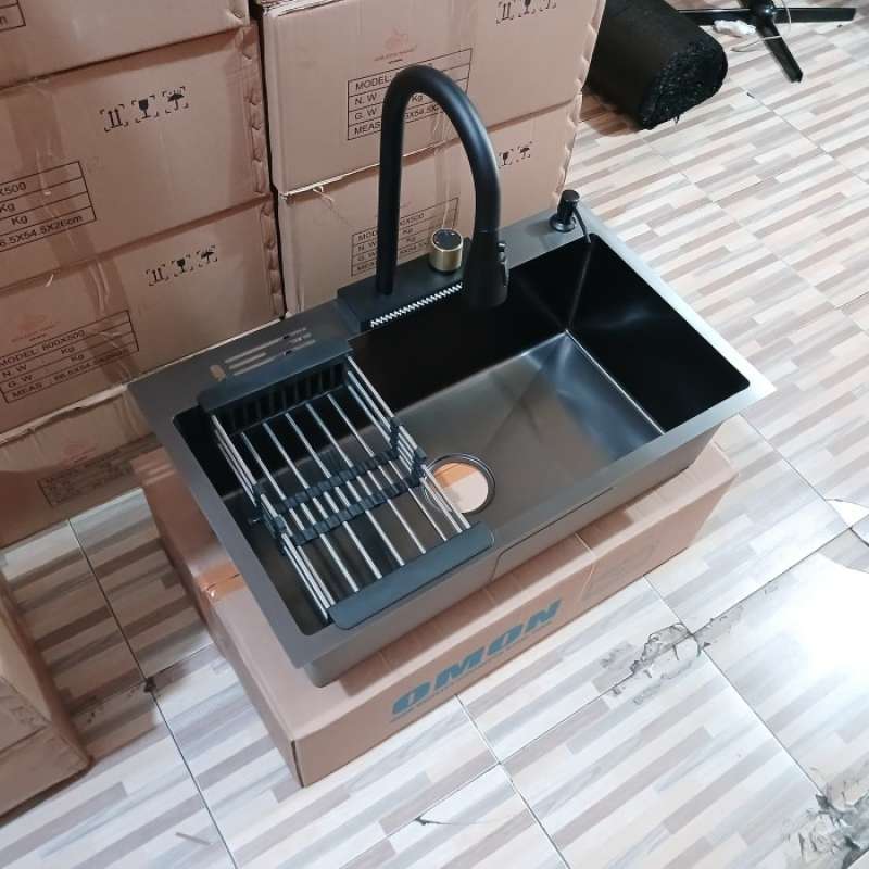 Promo Kitchen Sink Omon Pisau 7545 Black / Bak Cuci Piring Stainless ...