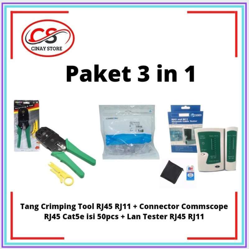 Promo Paket 3 In 1 Tang Crimping Tool Rj45 Lan Tester Konektor ...