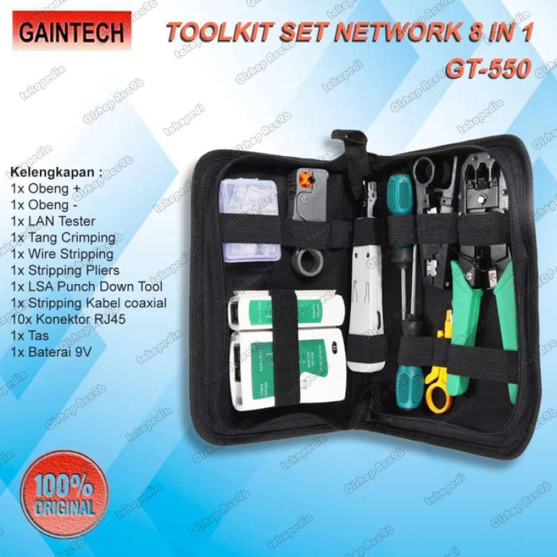 Promo Toolkit Tool Kit Set Repair Tester Lan Rj45 8in1 Gaintech Gt-550 ...