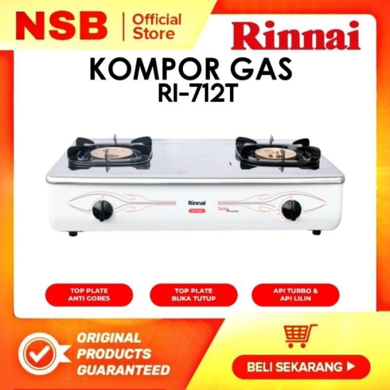 Promo Rinnai Kompor Gas 2 Tungku Ri-712t Jumbo Stenlis Stainless Putih ...