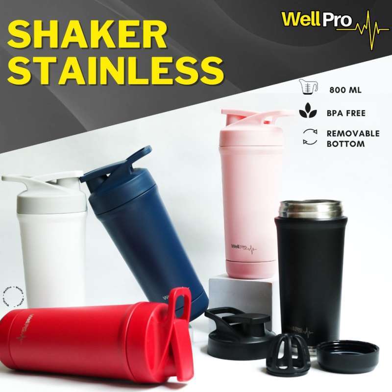 Jual Botol Shaker Stainless Gym Botol Minum Gym Fitness Olahraga 800 Ml ...