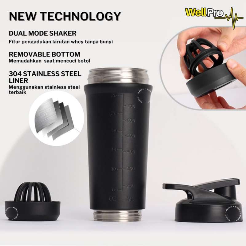 Jual Botol Shaker Stainless Gym Botol Minum Gym Fitness Olahraga 800 Ml ...