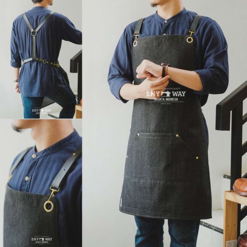 Jual Apron/celemek Premium Denim Barista (dark Blue) Di Seller Consume ...
