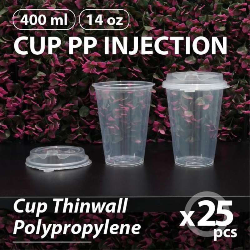 Jual Ready Stok Pak Isi 25 Pcs - Cup 14oz Injection - Gelas Thinwall Plastik Pp 400ml Best ...