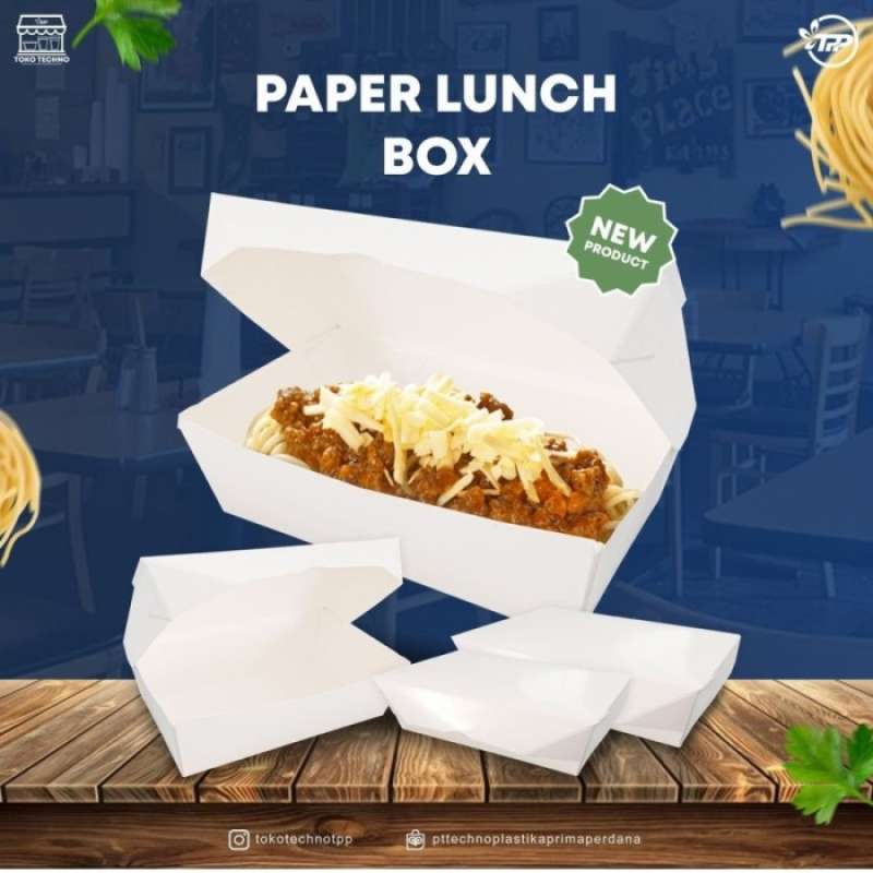 Jual Paper Box Lunch Ukuran M / Putih Kertas / Kotak Take Away Per Pak ...