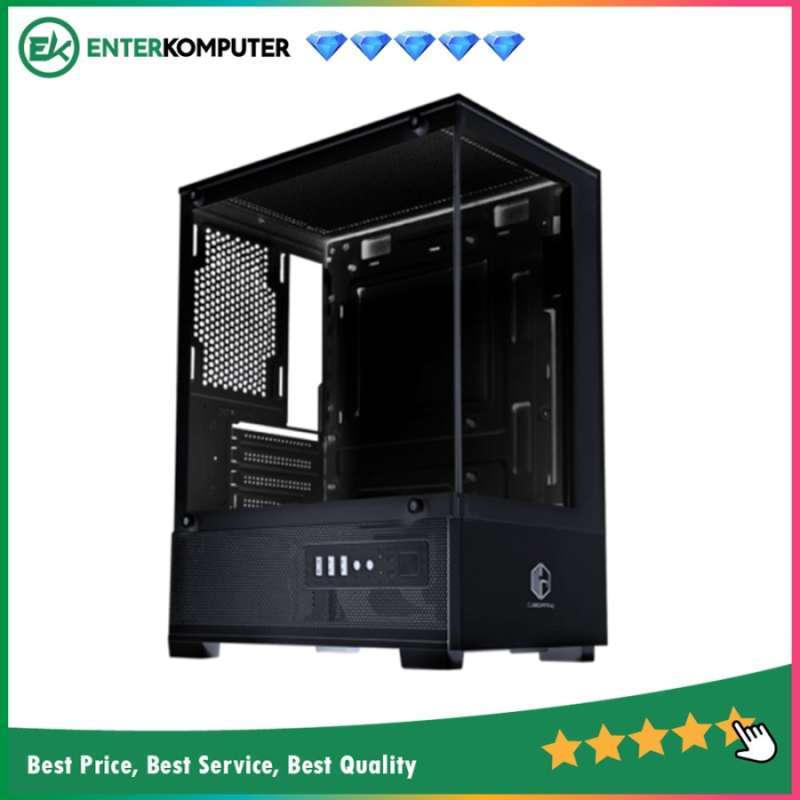 Jual Casing Cube Gaming Sang Black - Matx Gaming Case - Front & Left ...