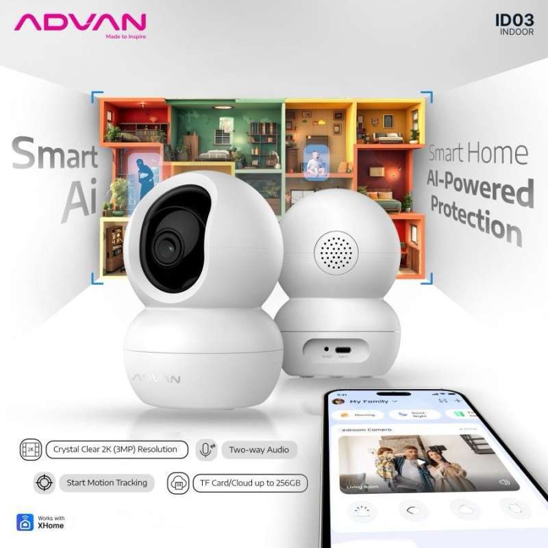 Promo Advan Smart Ip Camera Wireless Ipcam Id3 Kamera Cctv Wifi 3mp 2k ...