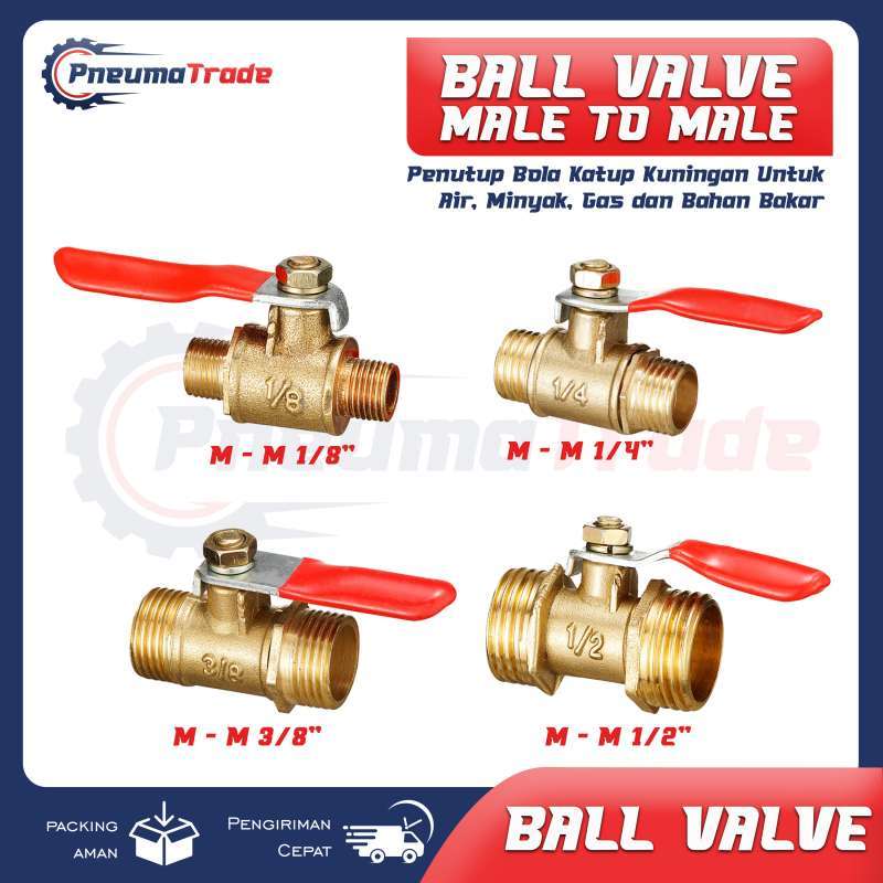 Promo Ball Valve |stop Kran/ Keran Angin Kompresor Drat Luar Male To Male (m-m) 1/4 1/2 3/8 1/8 ...