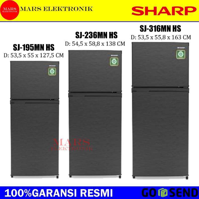 Jual Kulkas Sharp Sj-195mn Hs / Sj-236mn Hs / Sj-316mn Hs / 152 Liter - 205 Liter - 256 Liter ...