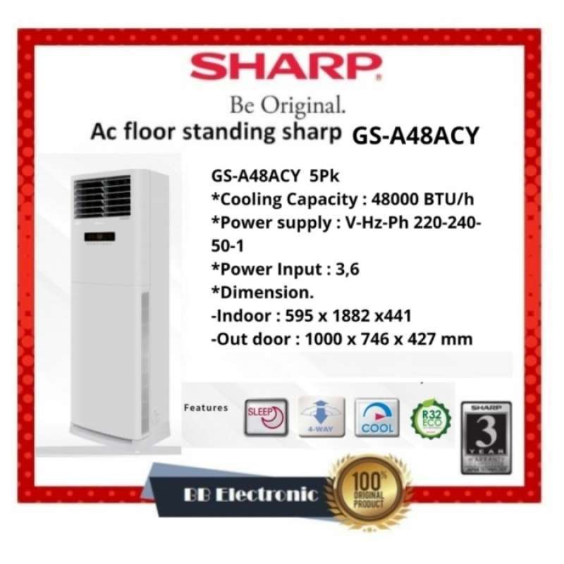 Promo Ac Standing Floor Sharp 5pk Gs-a48acy Diskon 23% Di Seller ...