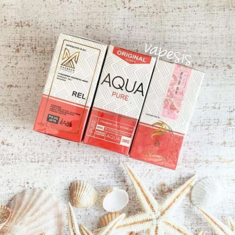 Jual Aqua Pure Cukai Liquid Premium Vape Murah Semangka Apel Strawberry ...
