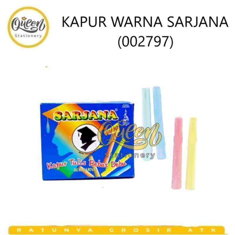 Jual 1 Kotak (50 Batang) Kapur Warna Sarjana (002797) / Kapur Tulis ...