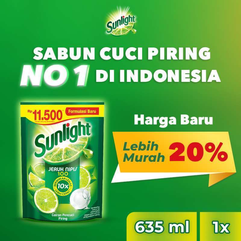Promo Sunlight Sabun Cuci Piring Cair Refill Jeruk Nipis [635 Gr] Free Indomie Goreng Diskon 29% ...