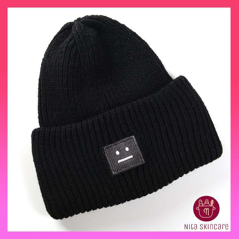 Jual Topi Kupluk Rajut Pria Wanita Smiley Face Beanie Hat Winter Warna ...