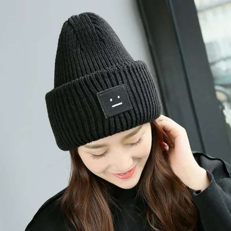 Jual Topi Kupluk Rajut Pria Wanita Smiley Face Beanie Hat Winter Warna ...