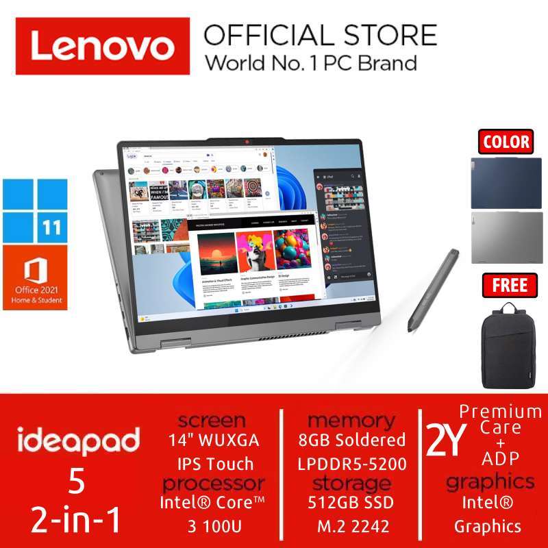 Jual Lenovo Ip5 2 In 1 8kid 8jid Laptop 2in1 [core 3 100u/8gb/512gb Ssd ...