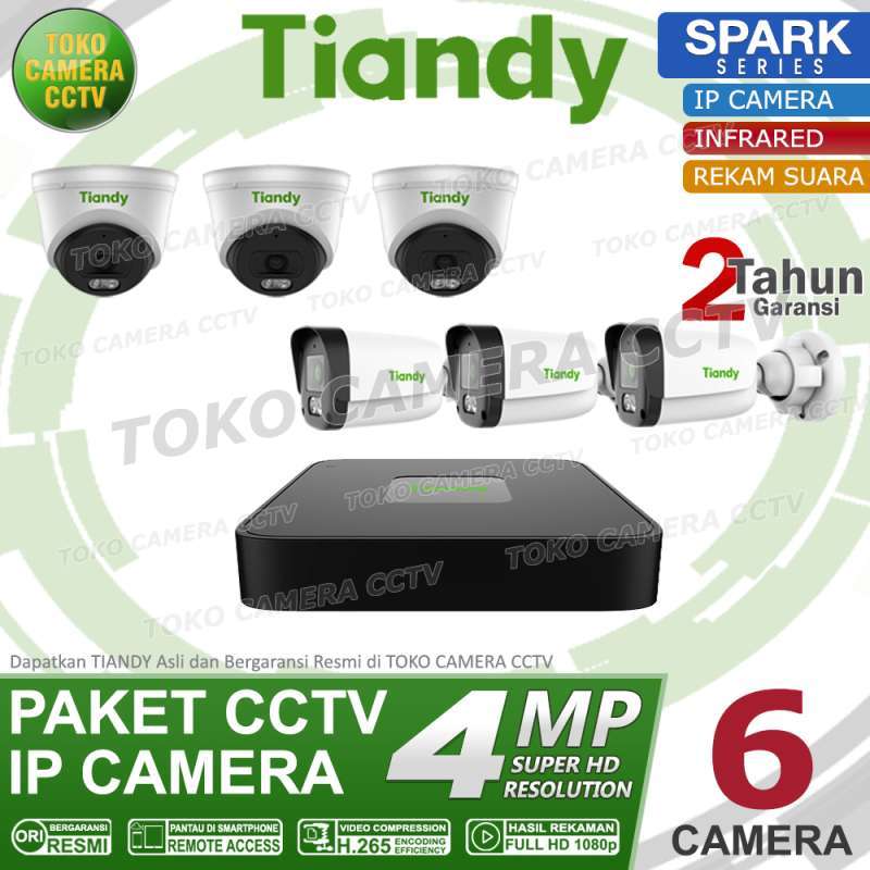 Jual Paket Cctv Ip Camera Tiandy 4mp Audio 10 Channel 6 Kamera ...