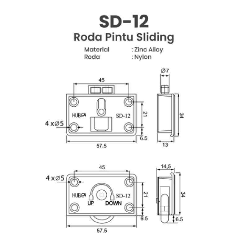 Jual Paket Rel Dan Roda Pintu Lemari Sliding SD 12 Huben - Brown Potong ...