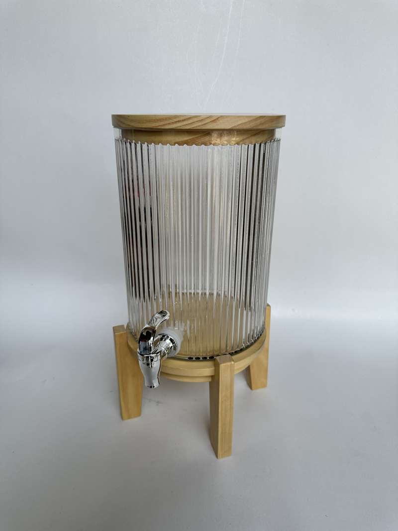 Jual Dispenser Galon Kaca Bulat Estetik Cranberry 5 Liter Tutup Kayu ...