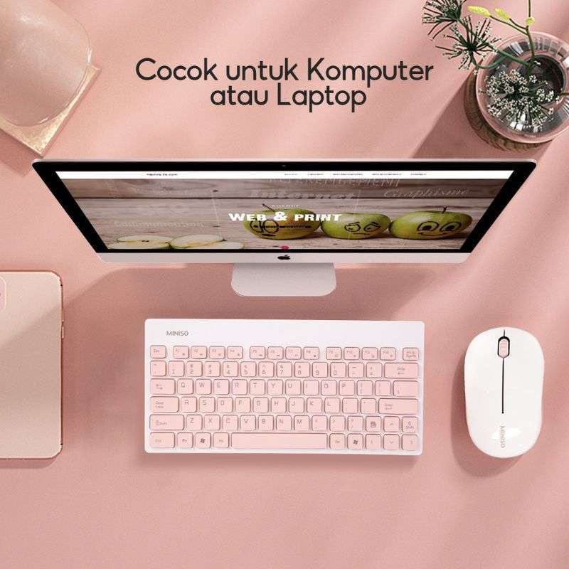 Promo Miniso Set Mouse Dan Keyboard Nirkabel Komputer Laptop Set ...