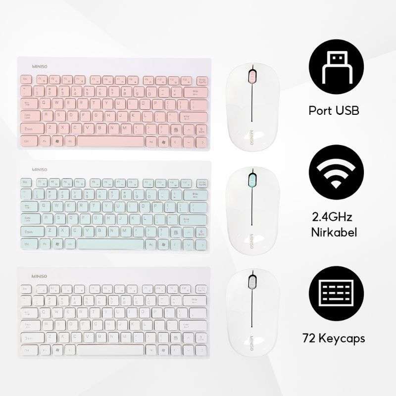 Promo Miniso Set Mouse Dan Keyboard Nirkabel Komputer Laptop Set ...
