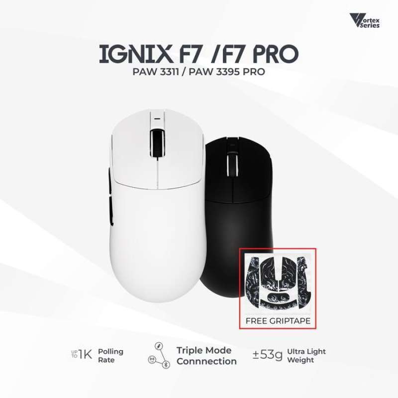 Jual Vortexseries Ignix Series F7 Mouse | Ultra Light Wireless Tri Mode ...