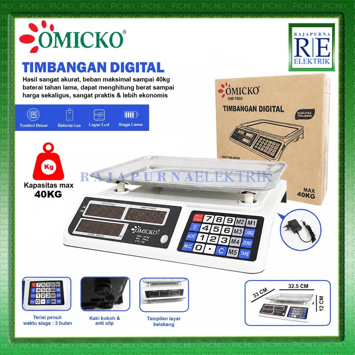 Jual Omicko Timbangan Dapur Digital 40kg Buah Sayur Laundry Sembako ...