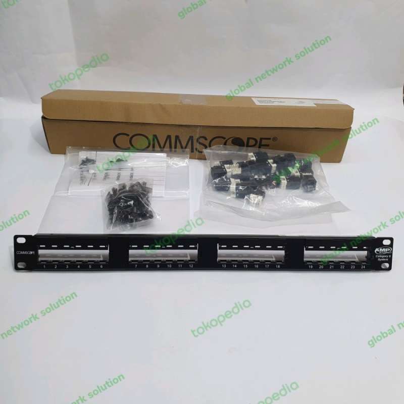 Promo Patch Panel 24 Port Cat 6 Amp Commscope Lengkap Modular Jack Cat6 ...
