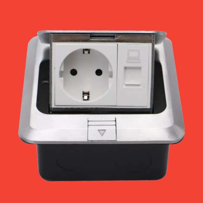 Promo floor socket panel stop kontak lantai meja listrik + lan rj45 utp ...