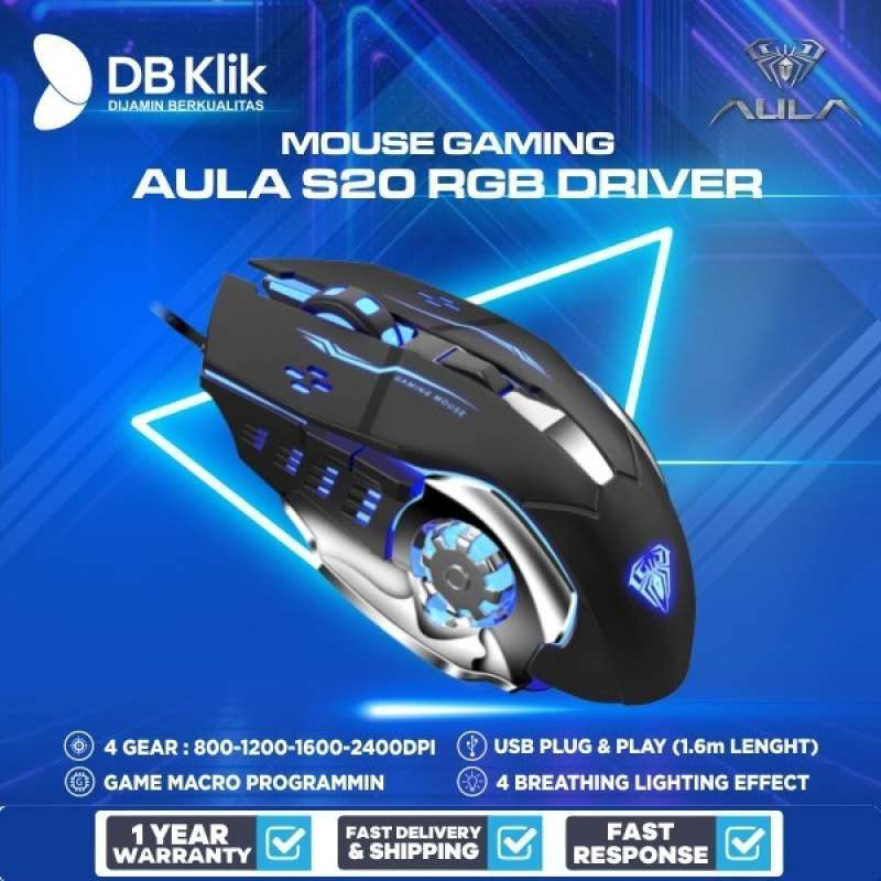 Promo Mouse Gaming AULA S20 Optical Wired 2400DPI RGB Driver - AULA S ...