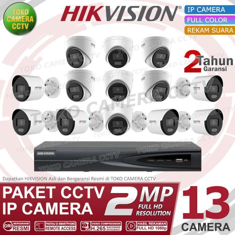 Jual PAKET CCTV IP CAMERA HIKVISION 2MP COLORVU AUDIO 16 CHANNEL 13 ...