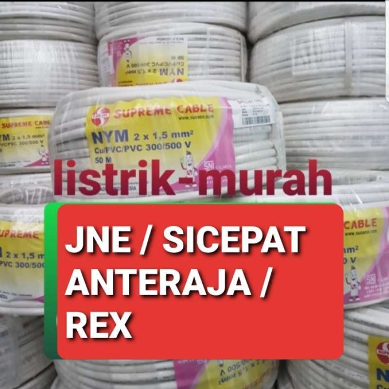 Promo Supreme Nym 2x1.5 Mm2 Kabel Listrik 50 Meter 50m Kawat Tunggal ...